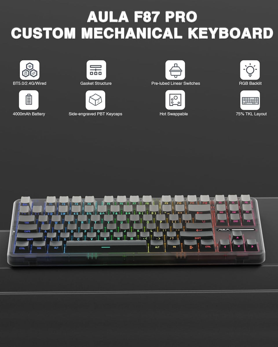AULA F87 Pro Wireless Mechanical Gaming Keyboard – The Revive Tech