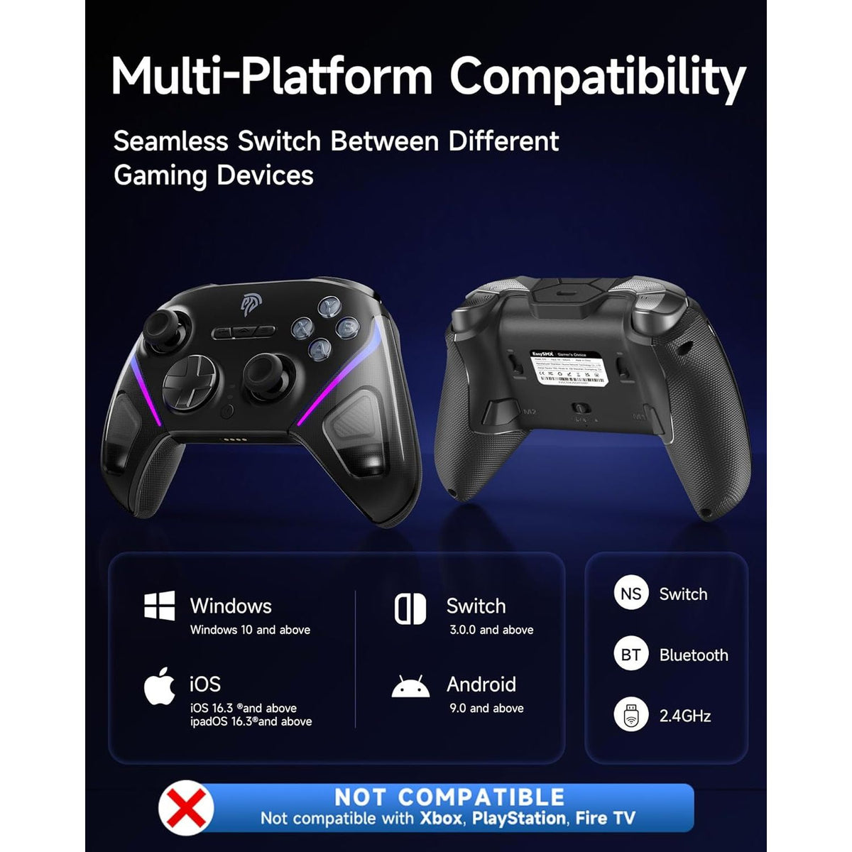 EasySMX D10 Multiplatform Gaming Controller with TMR sticks, Trigger L ...